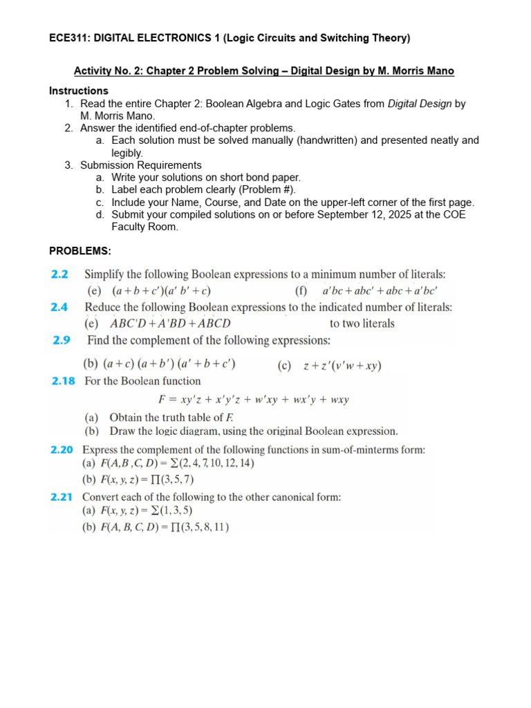 Digital Electronics Problem Solving Guide | PDF