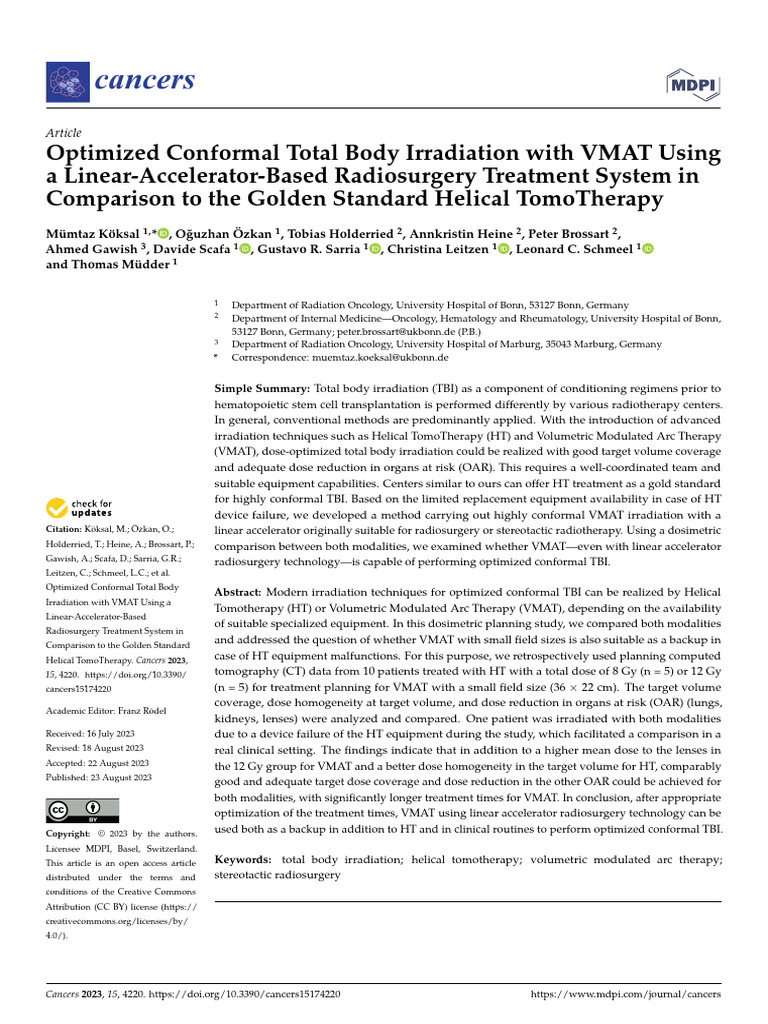 Optimized Conformal Total Body Irradiation With VMAT Using A Linear ...