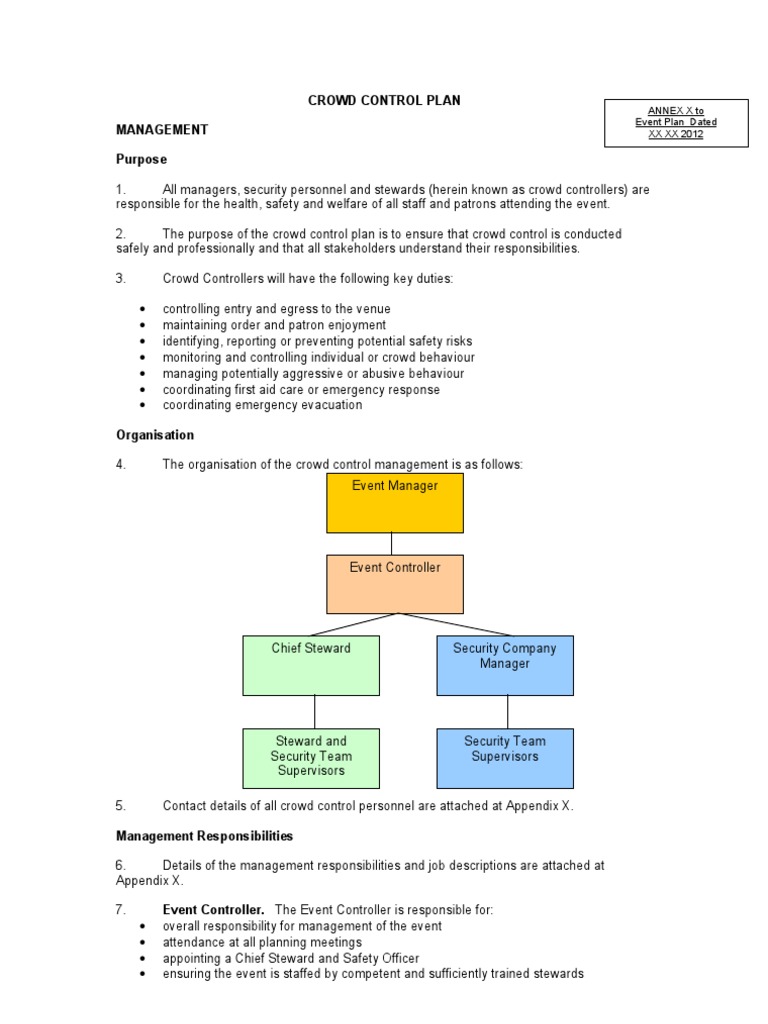 Tgs Example Crowd Control Plan | PDF | Emergency | Emergency Evacuation