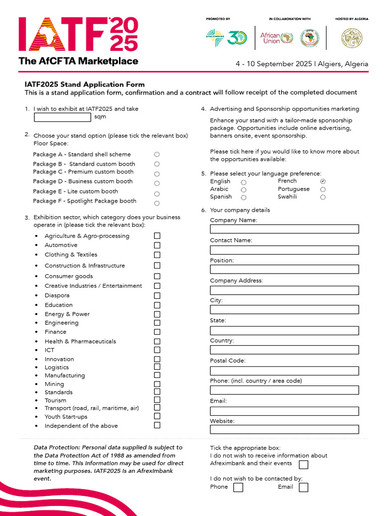 Iatf2025 Stand Application Form (1) 2 | PDF | Economies