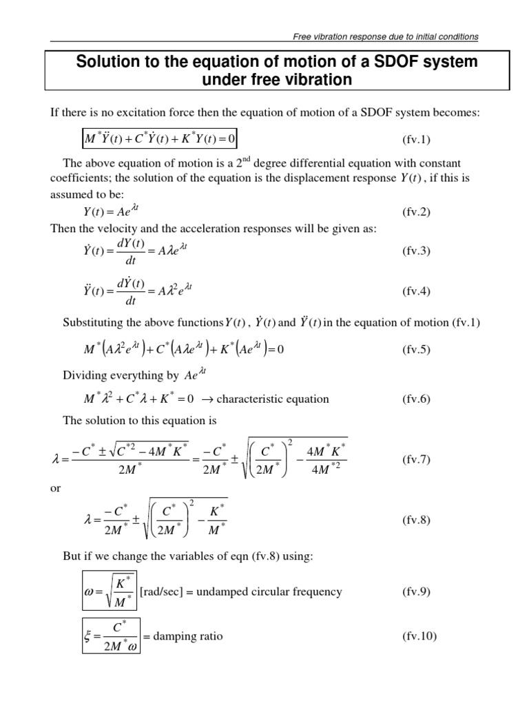 4.SDOF Systems in Free Vibration | PDF | Applied And Interdisciplinary ...