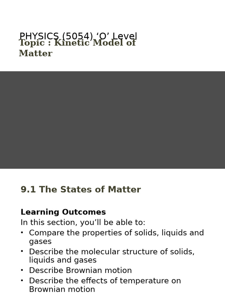 Kinetic Model of Matter Explained | PDF | Gases | Matter