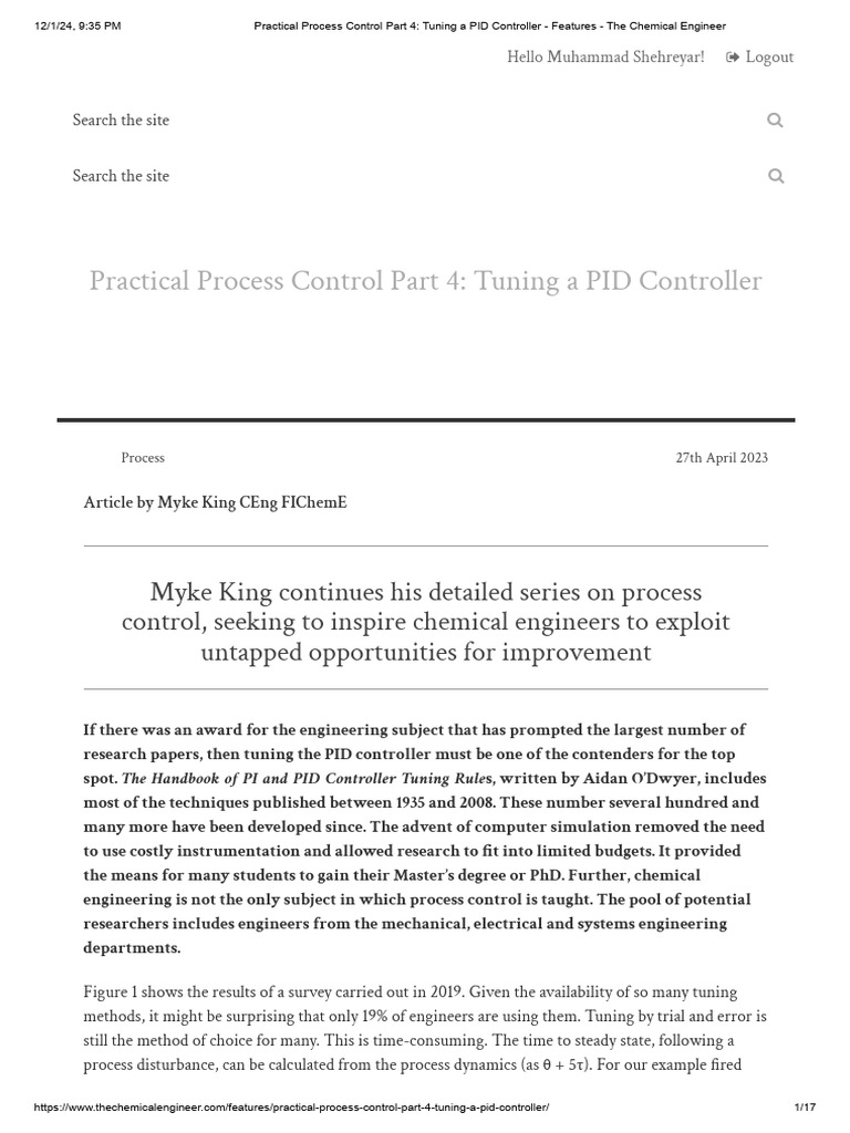 Practical Process Control Part 4 - Tuning A PID Controller - Features ...