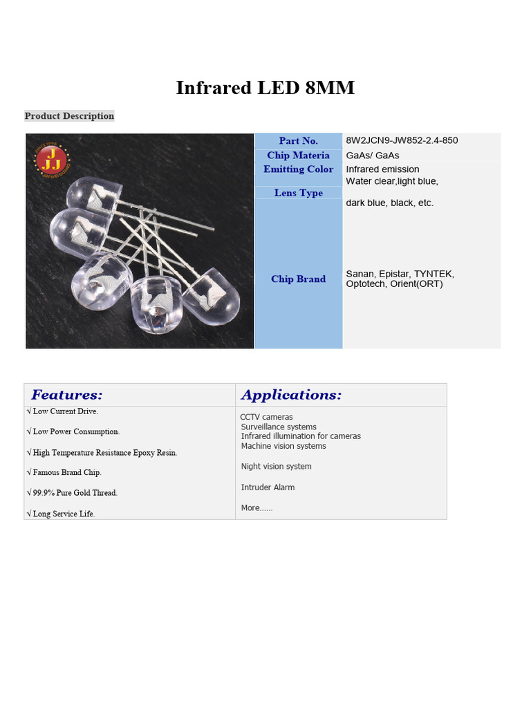 Infrared Led 8mm | PDF | Infrared | Electromagnetic Radiation
