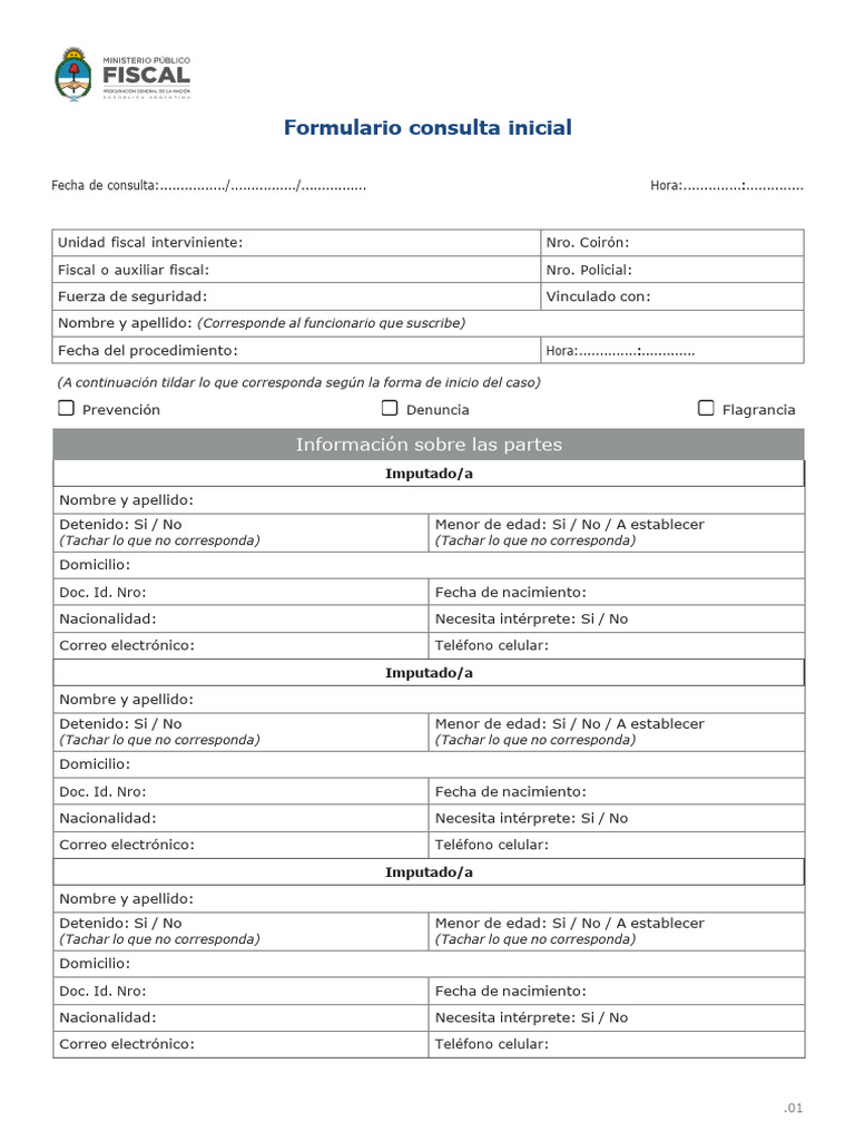 Formulario de Consulta Inicial Legal | PDF | Secuestro | Fiscal