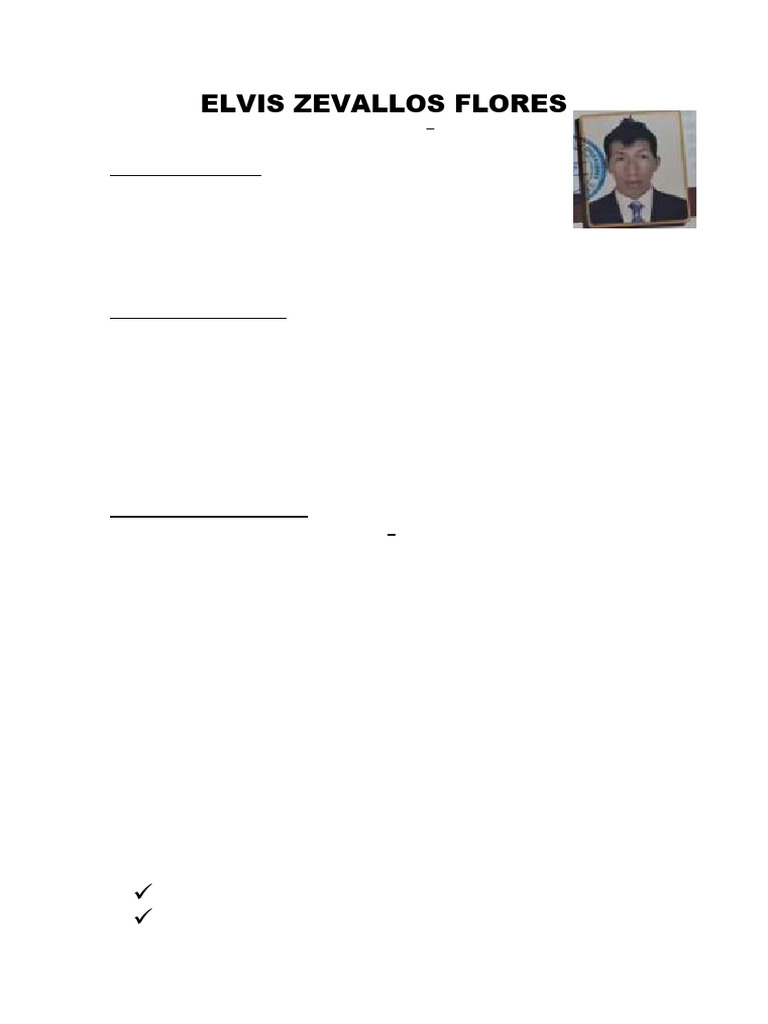 CV Tecnico Electricista - Elvis Zevallos Flores | PDF | Electricista