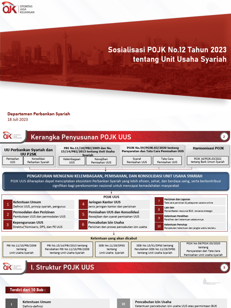 Sosialisasi POJK No.12/2023 UUS Syariah | PDF