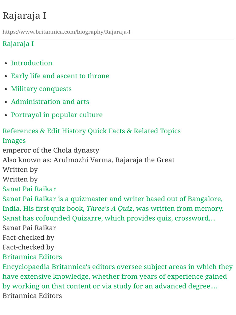 Rajaraja I Chola Emperor, Life, Conquests, Admin | PDF | South India