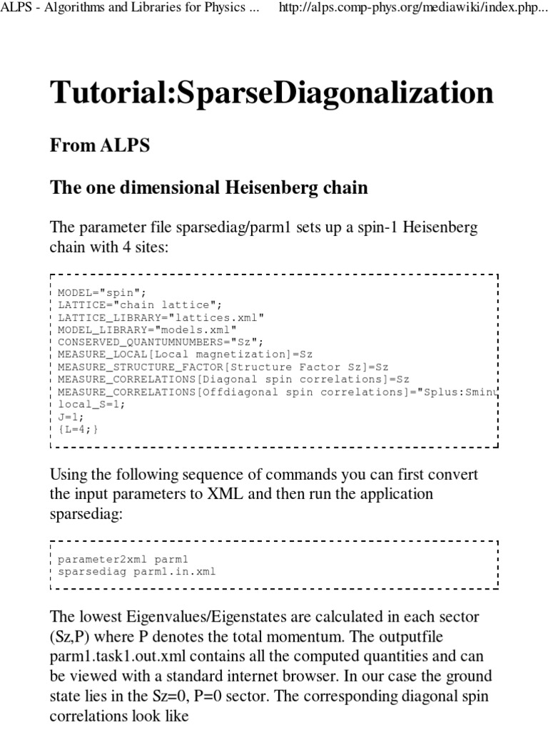 ALPS - Physics Simulation Algorithms | PDF | Spin (Physics) | Condensed ...
