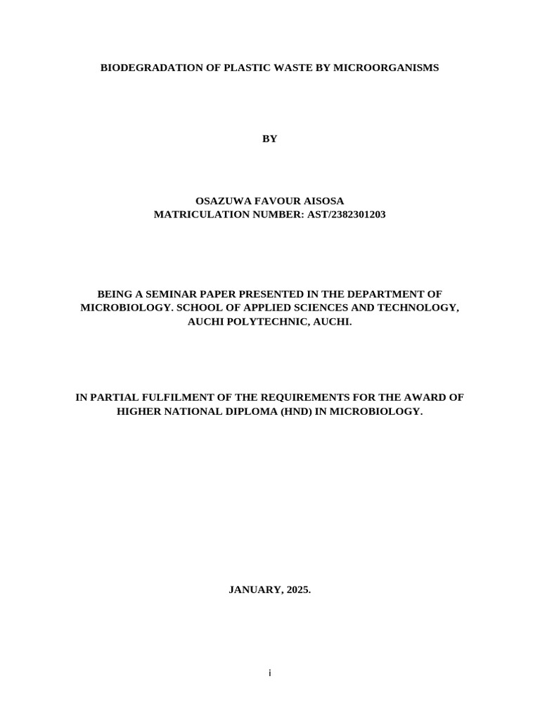 Microbial Plastic Waste Biodegradation | PDF | Biodegradation | Plastic