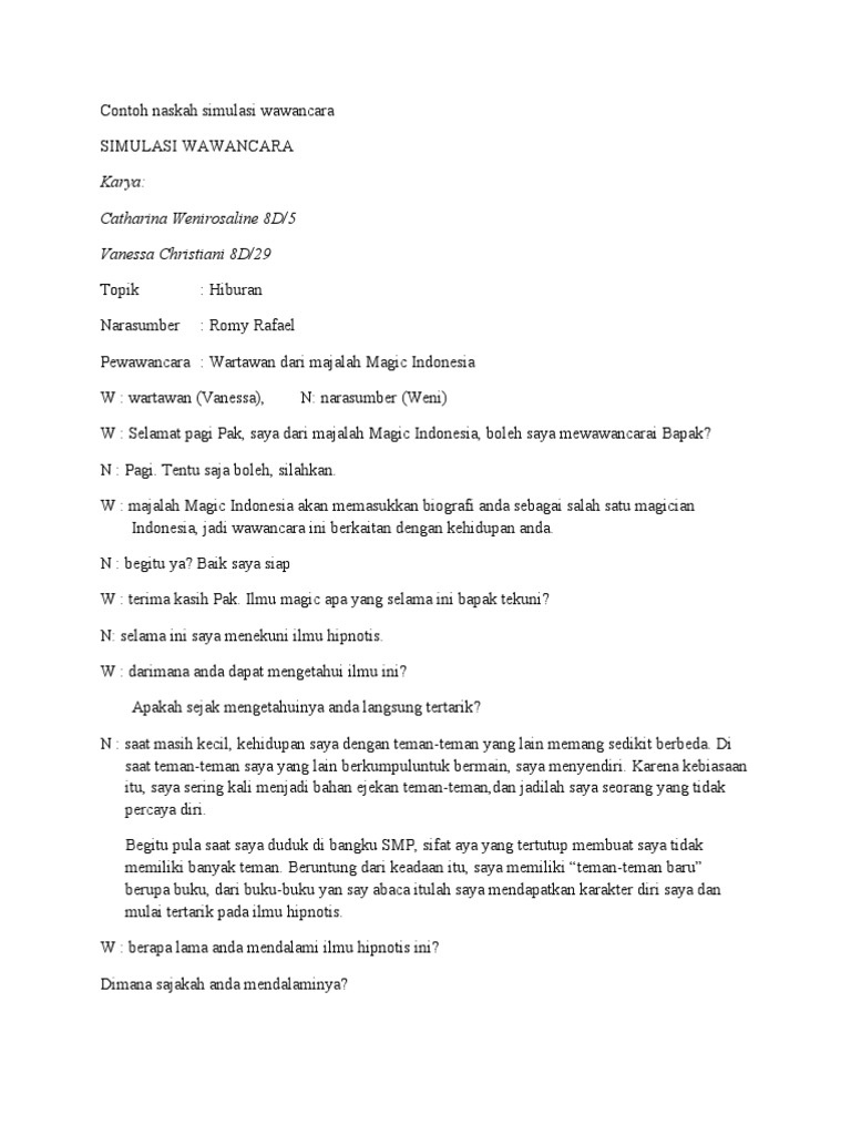 99 Contoh Naskah Podcast Wawancara - Chika Ciku