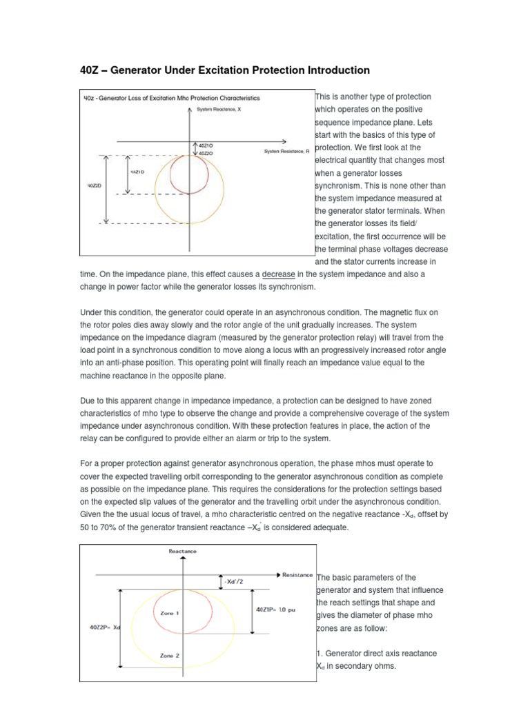 Generator Under Excitation Protection Introduction | PDF | Electrical ...