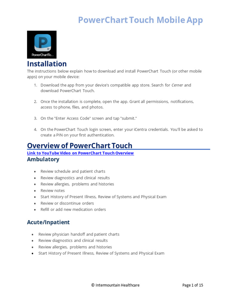 MobileCerner PowerChart Touch Wiki | PDF | Mobile App | Software