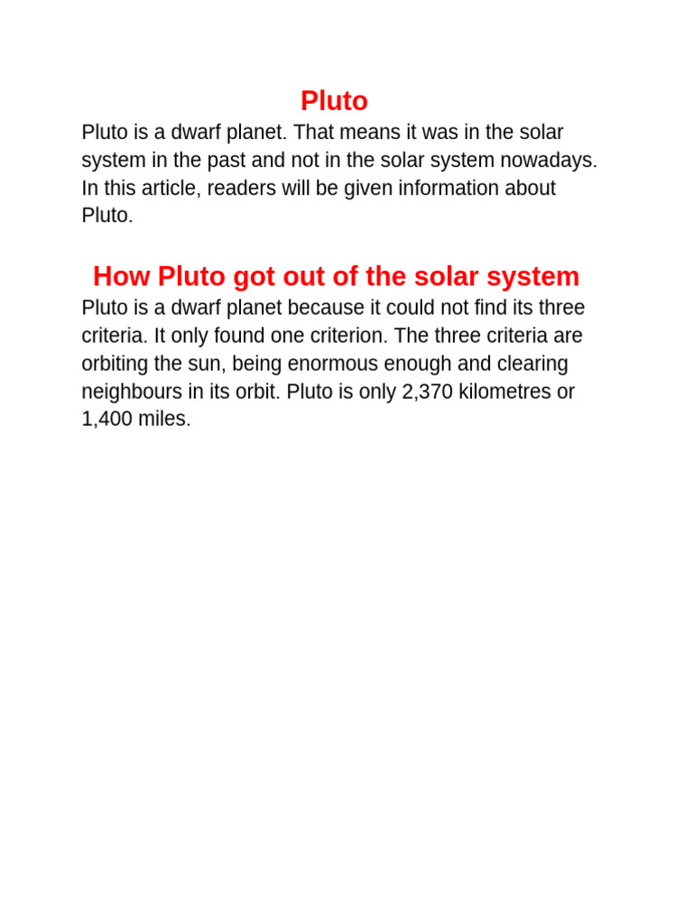 Understanding Pluto: Dwarf Planet Facts | PDF