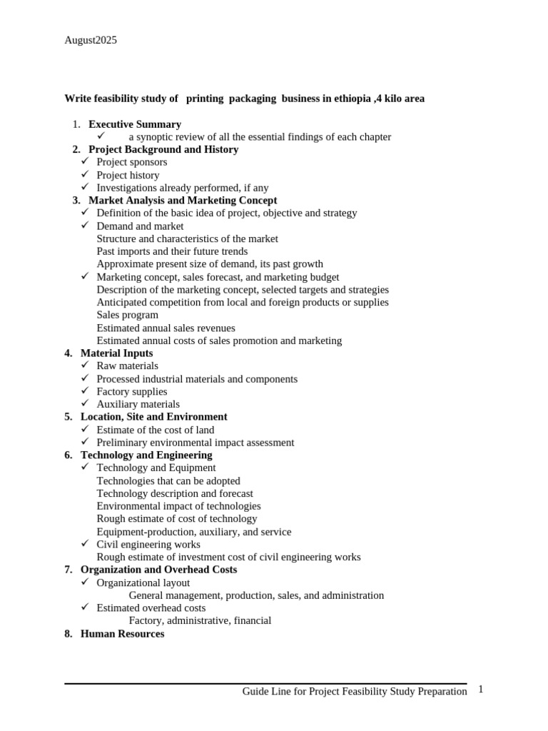 Feasibility Study: Printing Packaging in Ethiopia | PDF | Marketing ...