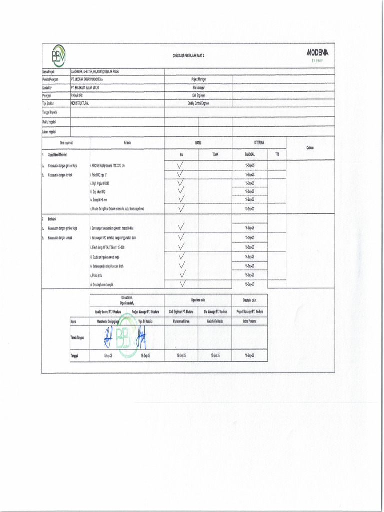 Revised Checklist Pekerjaan | PDF
