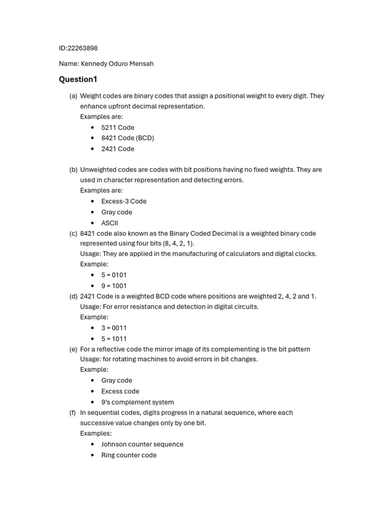 Dcit 102 Assignment2 22263898 | PDF | Binary Coded Decimal | Computer Science