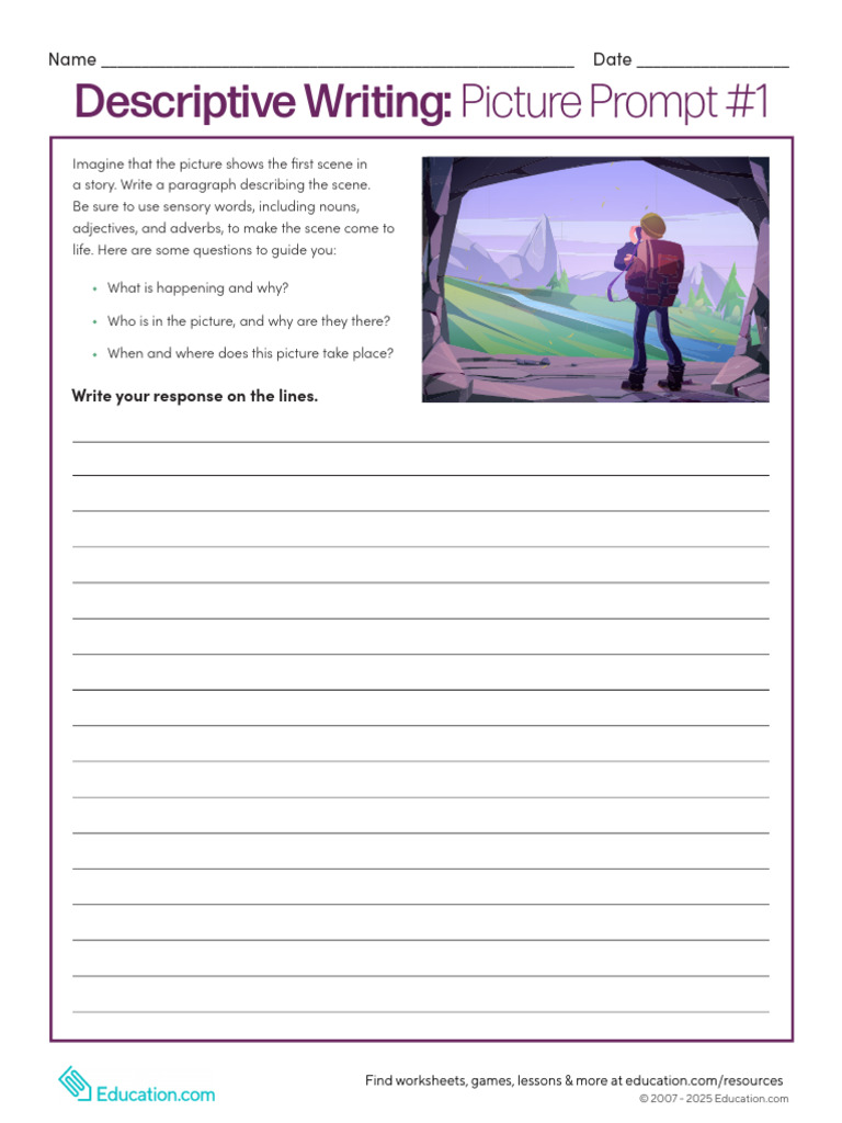 Descriptive Writing:: Picture Prompt #1 | PDF