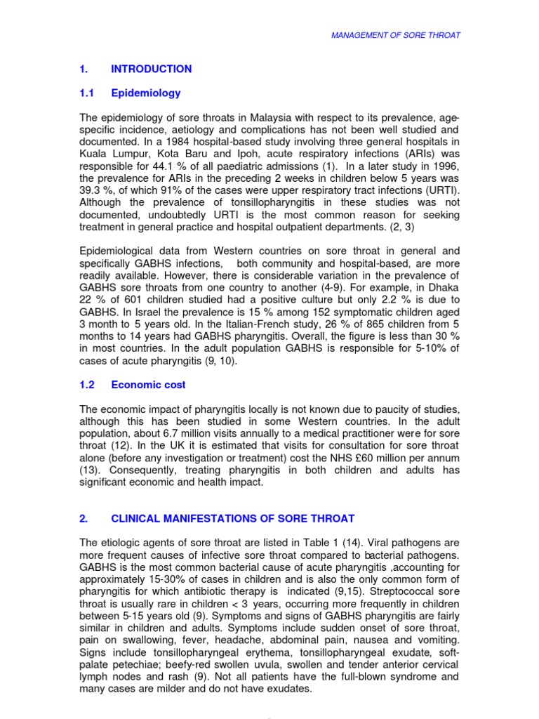 11CPG-Management of Sore Throat | PDF | Streptococcus | Nonsteroidal Anti Inflammatory Drug