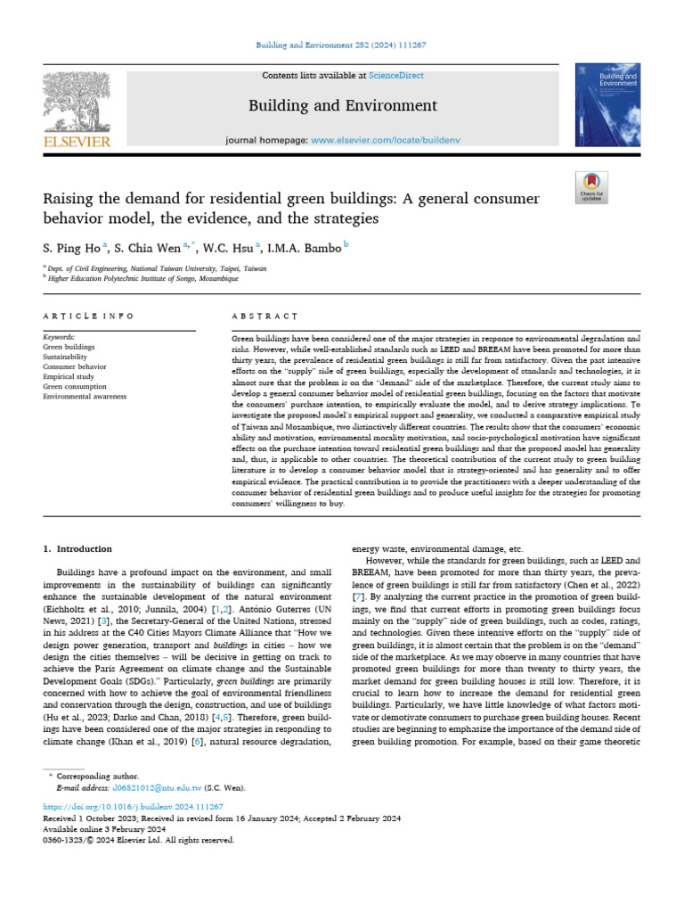 2024 - Raising The Demand For Residential Green Buildings, A General ...