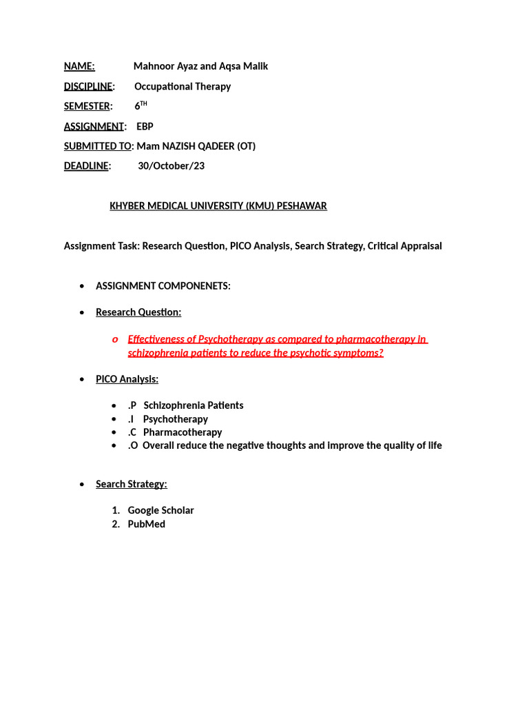 Ebp Paper 1 | PDF | Randomized Controlled Trial | Psychotherapy