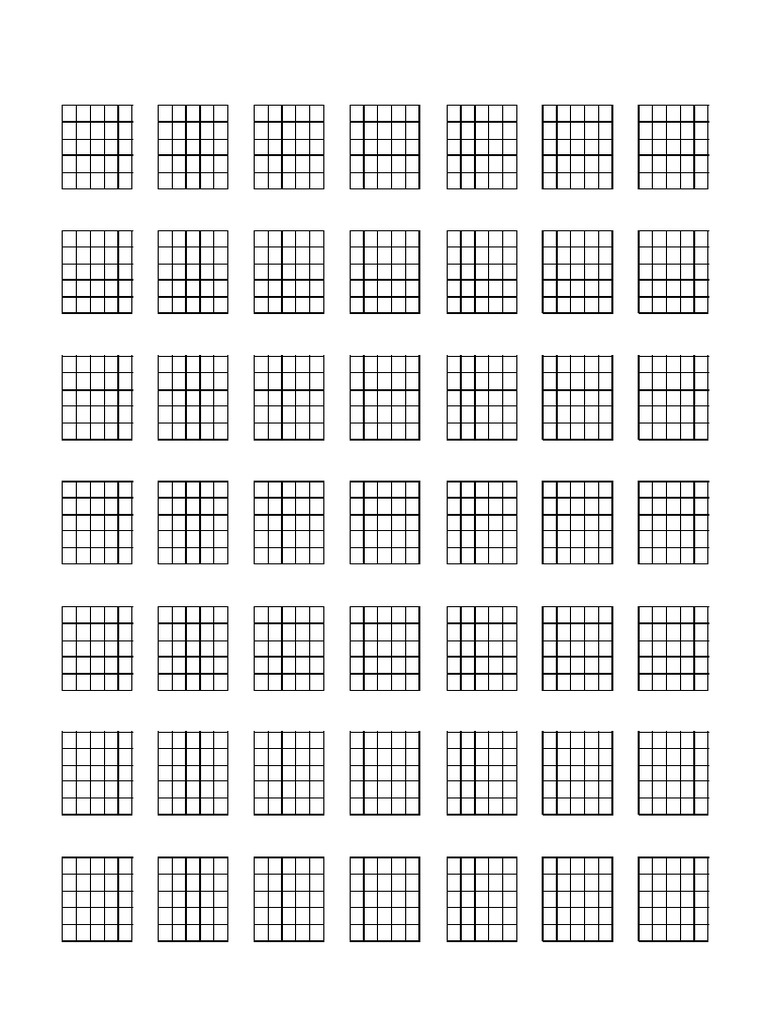 Blank 6-String Guitar Chord Charts 7x7 | PDF