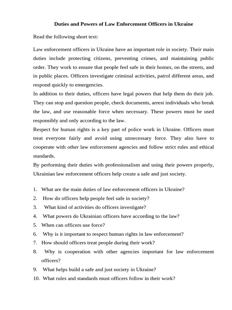 Duties and Powers of Law Enforcement Officers in U | PDF | Police ...