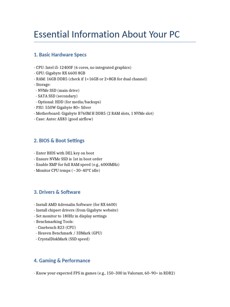 PC Build and Setup Checklist | PDF