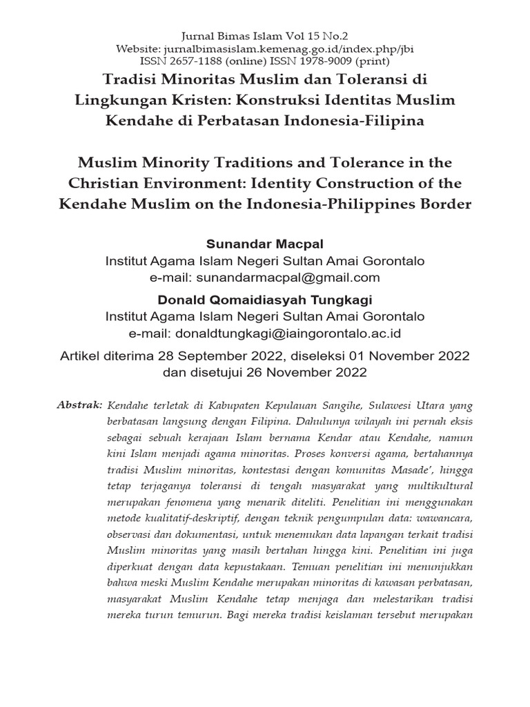 Tradisi Minoritas Muslim Dan Toleransi Di | PDF