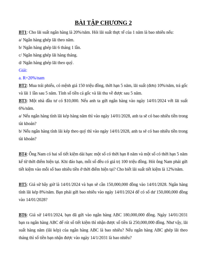 Bai Tap Chuong 2 | PDF