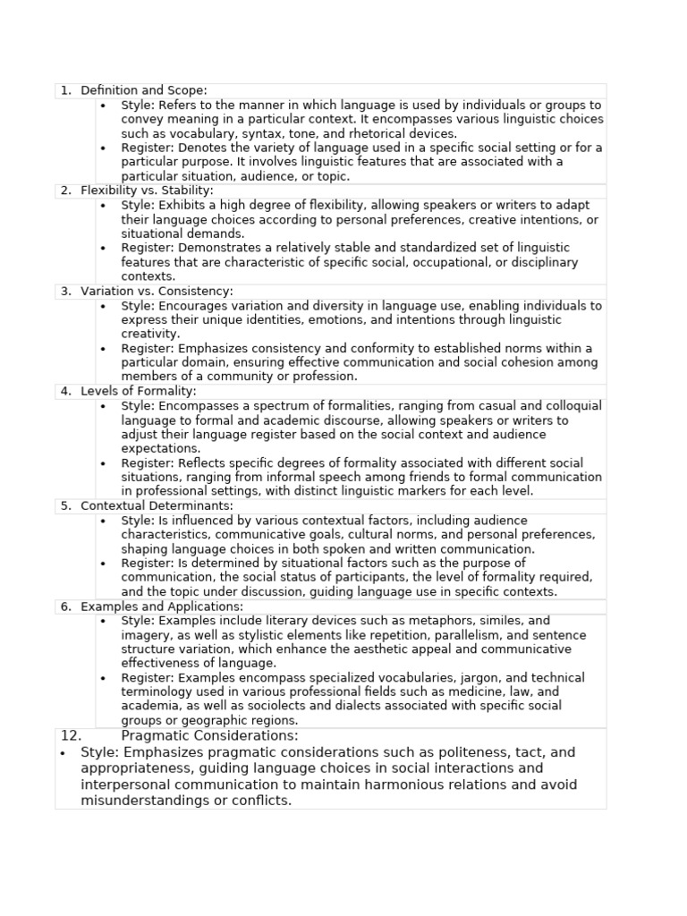 Distinguishing Style and Register | PDF | Linguistics | Communication