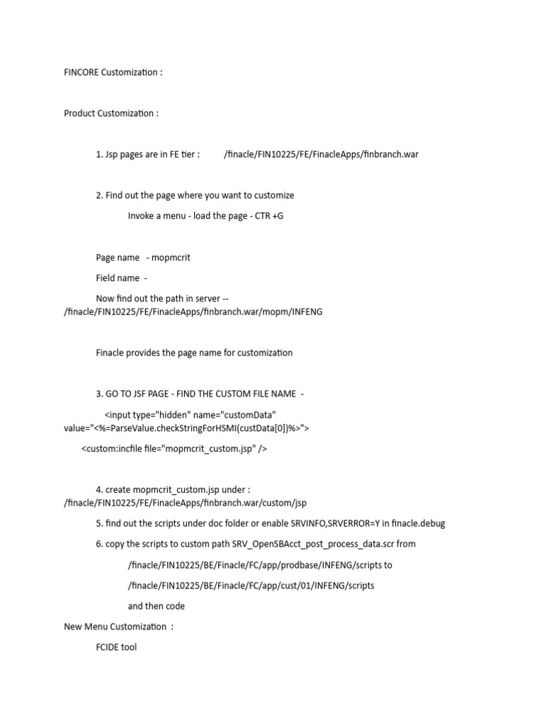 Finacle Customization Guide | PDF