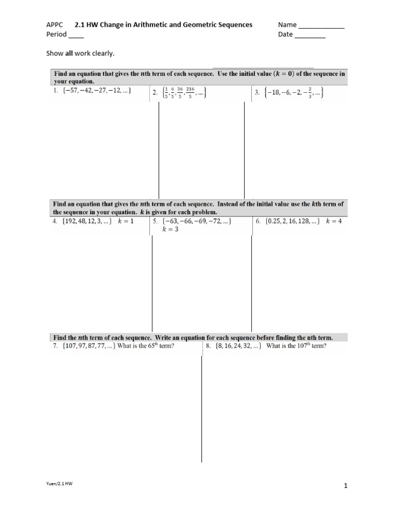 Change in Sequences Practice Set 1 | PDF