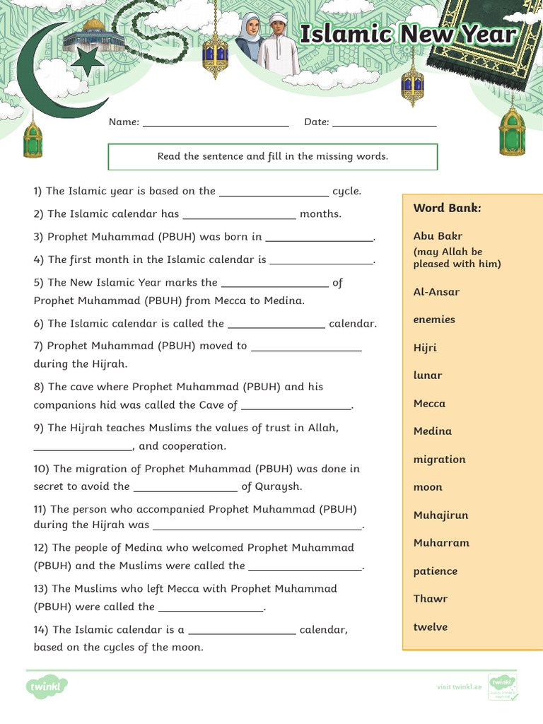 Ar en 1746722912 Islamic New Year Fill in The Blank Activity Sheet Ver ...