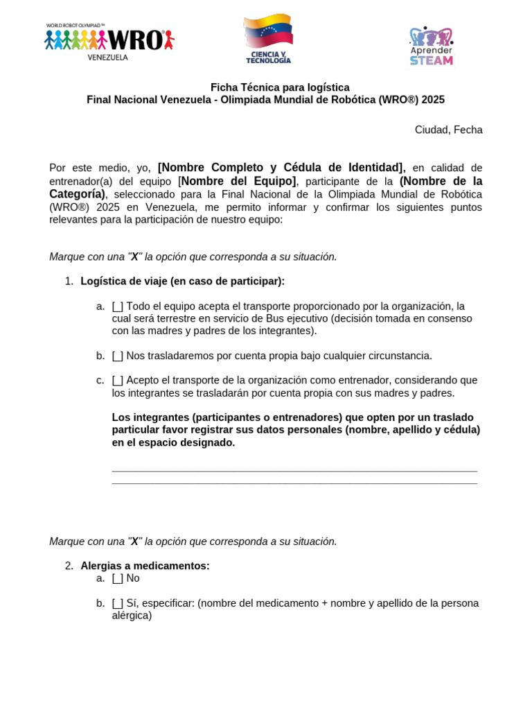 Logística para WRO 2025 en Venezuela | PDF | Dieta