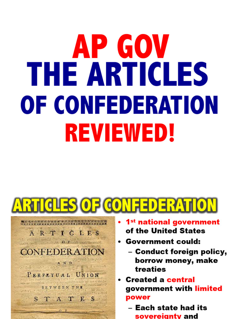 Articles of Confederation Notes | PDF | Government | The United States