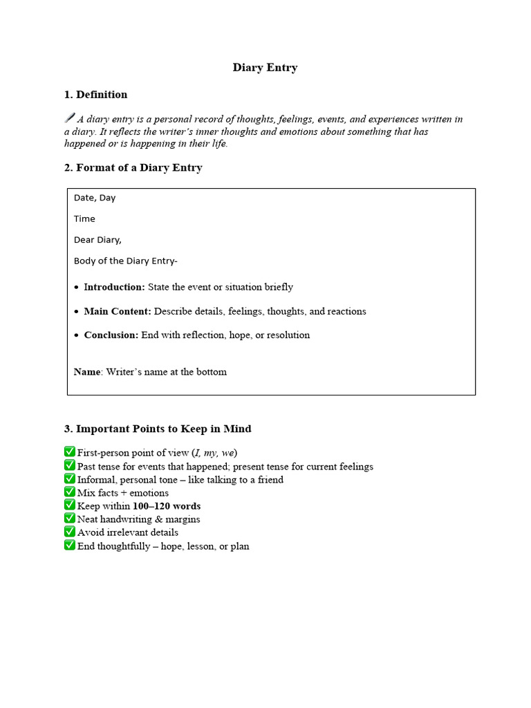 How to Write a Diary Entry | PDF