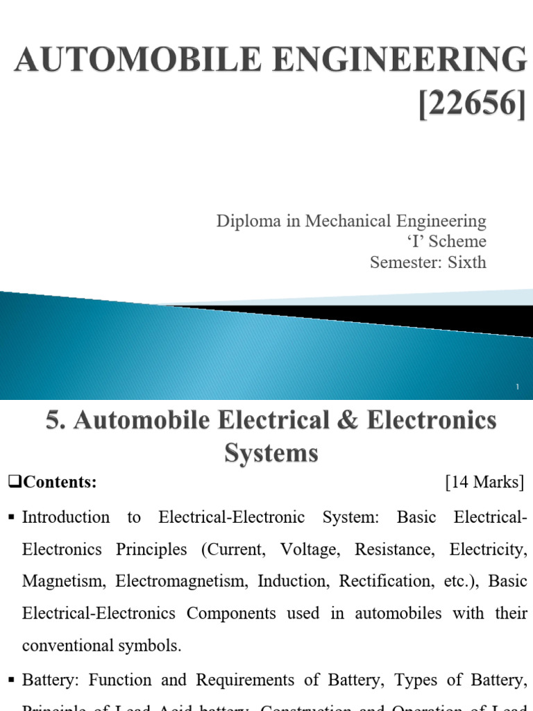 Automobile Electrical-Electronics Systems | PDF | Voltage | Electric ...