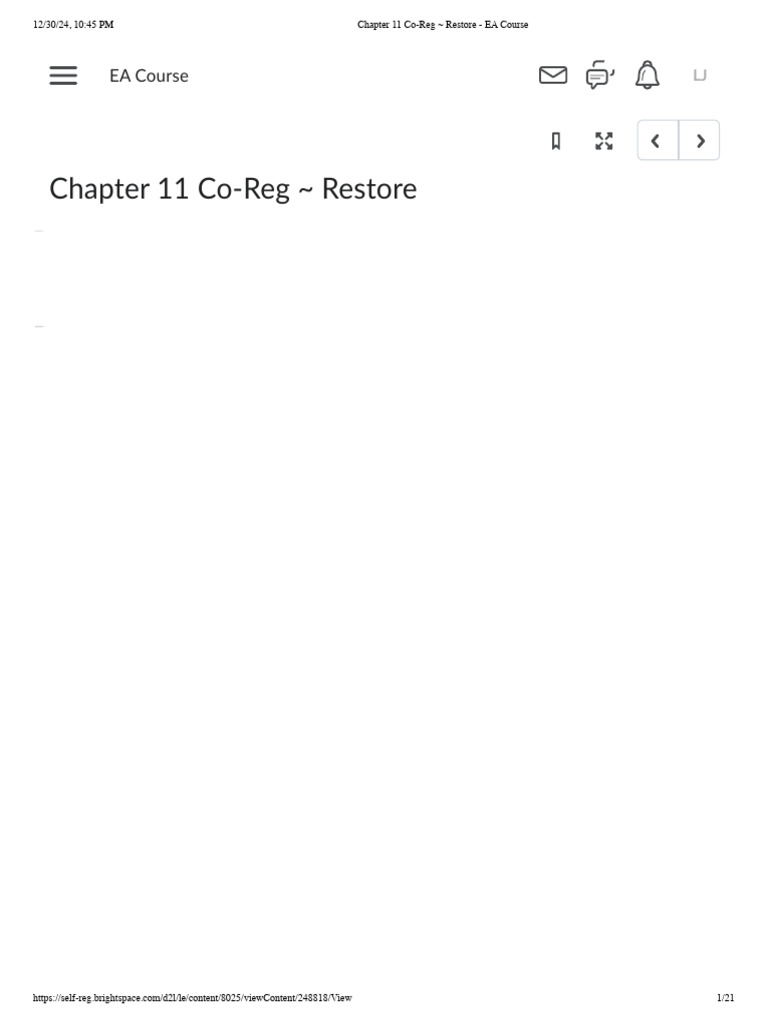 Chapter 11 Co-Reg Restore - EA Course | PDF | Classroom | Emotional ...