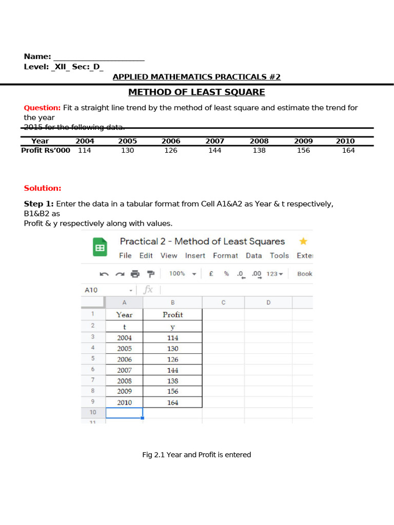 Practical 2-Method of Least Squares | PDF