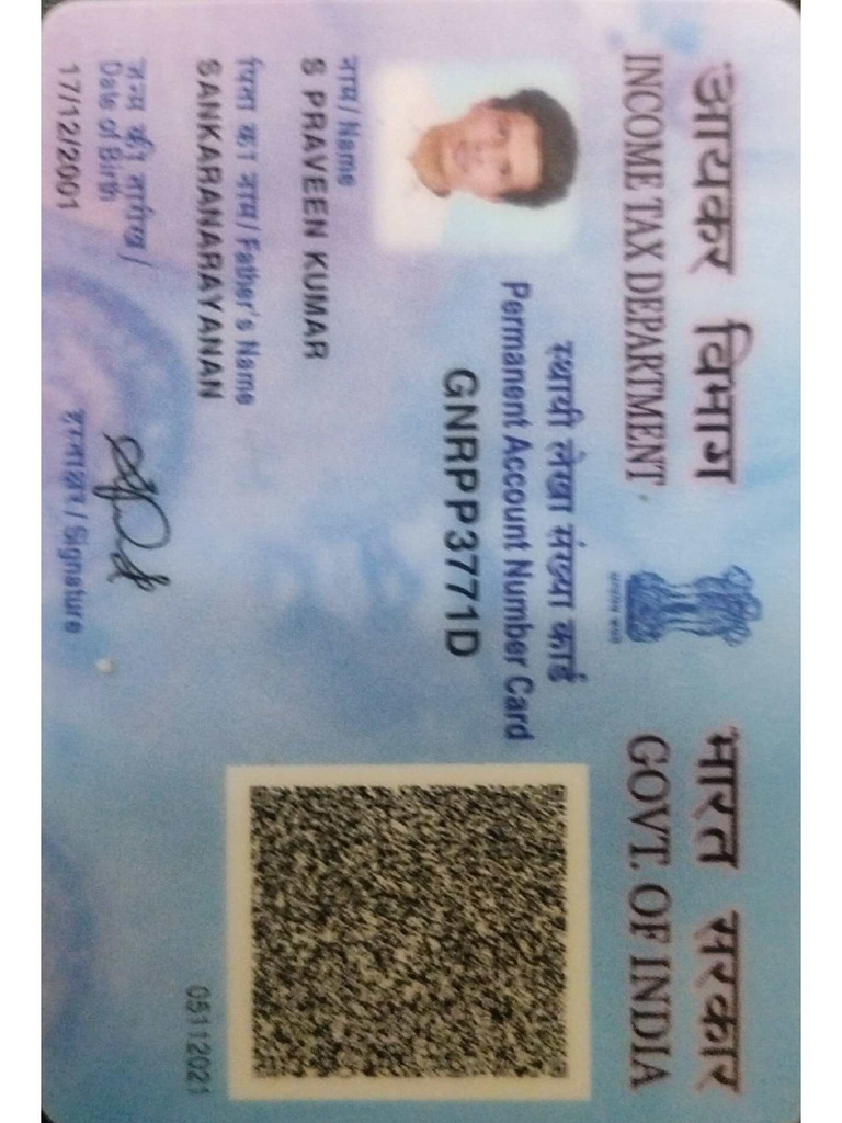 PAN Card Front and Back | PDF