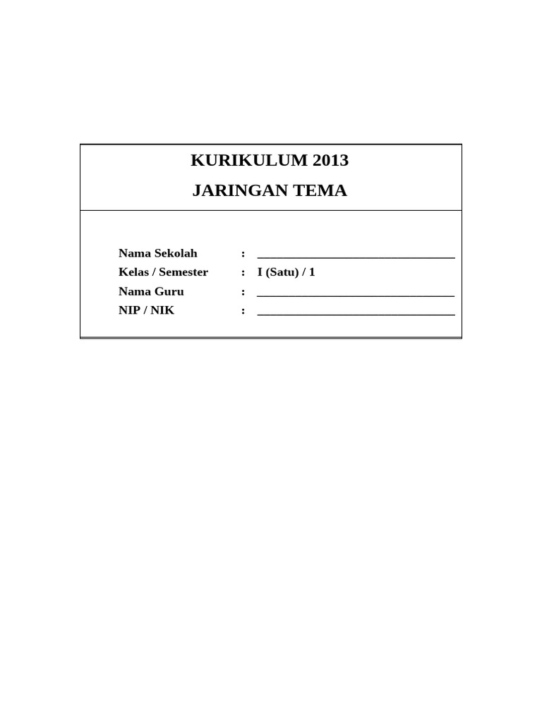 Kurikulum 2013 Kelas 1 Tema Diriku | PDF
