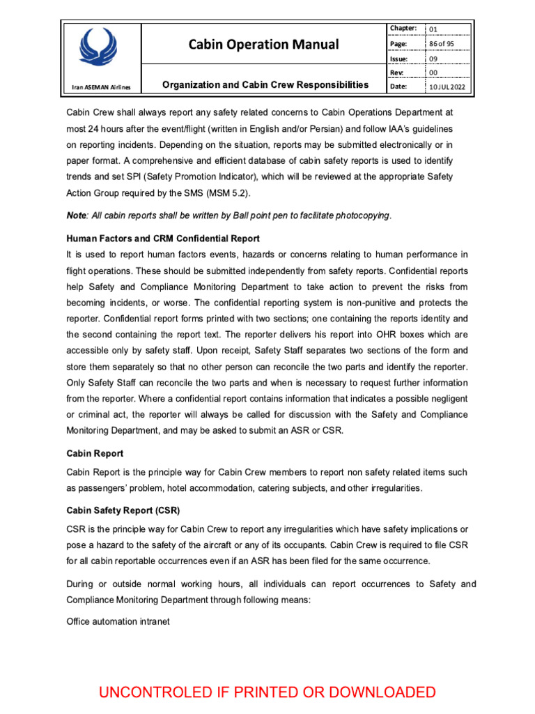 Cabin Safety Report Summary | PDF