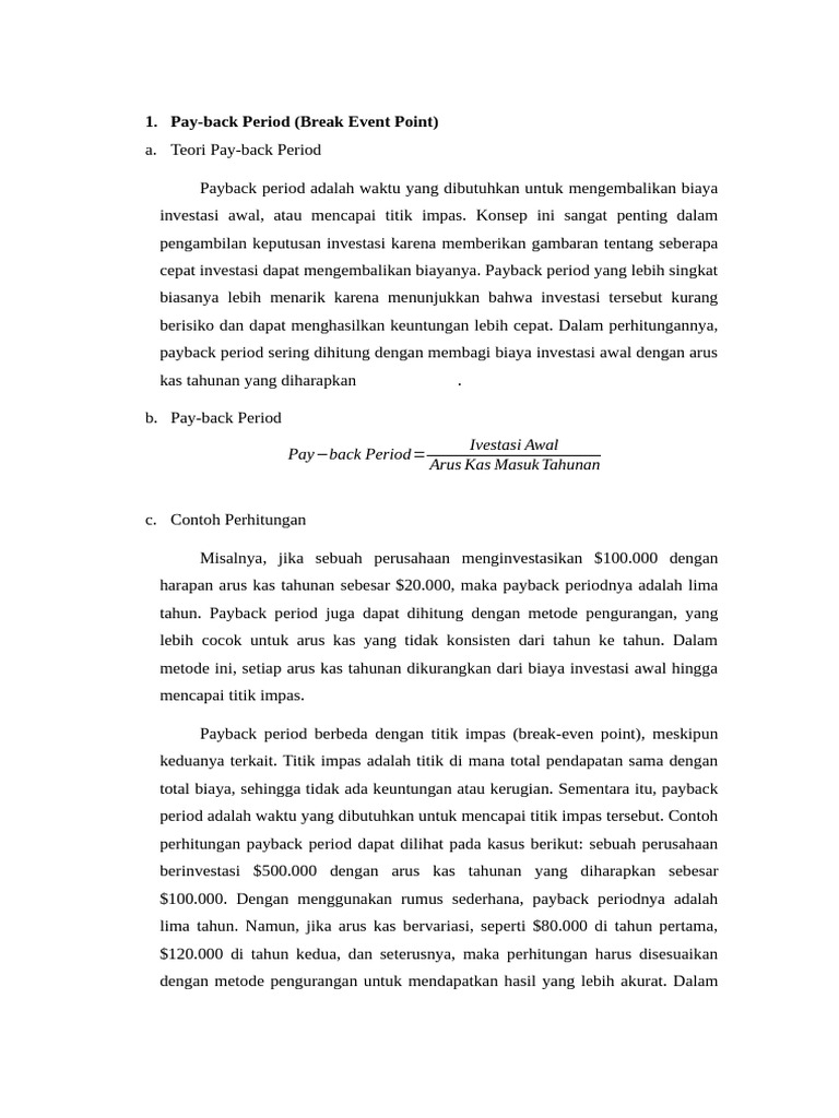 Break Even Point, ROI | PDF