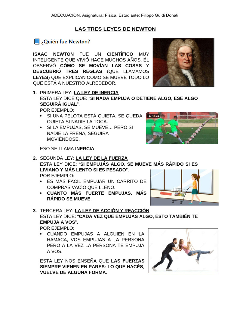 Leyes de Newton: Inercia y Fuerzas | PDF