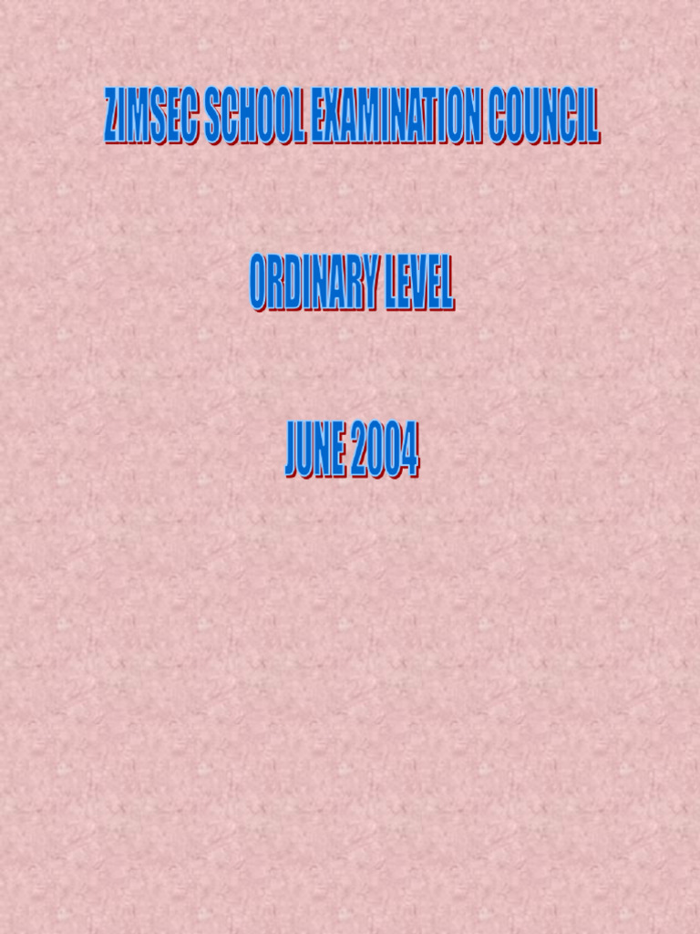 ZIMSEC Maths O level June 2004 | PDF