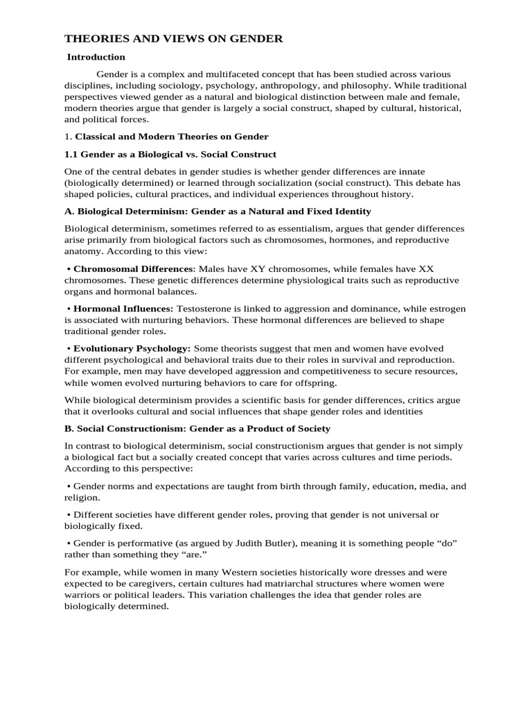 Report On Theories and Views On Gender Group2 | PDF | LGBTQIA+ Studies ...