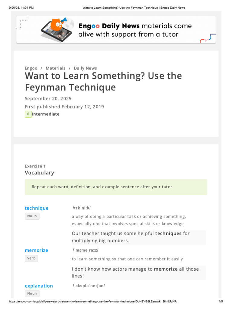Want To Learn Something - Use The Feynman Technique - Engoo Daily News ...