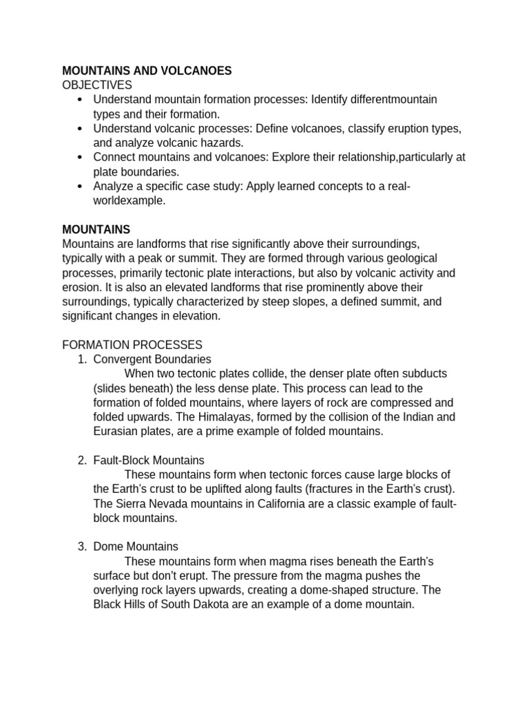 Geology Report Mountains and Volcanoes | PDF | Volcano | Mountains