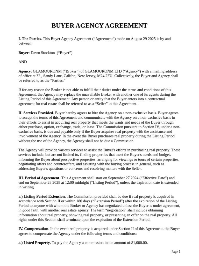 Buyer Agency Agreement | PDF | Arbitration | Indemnity